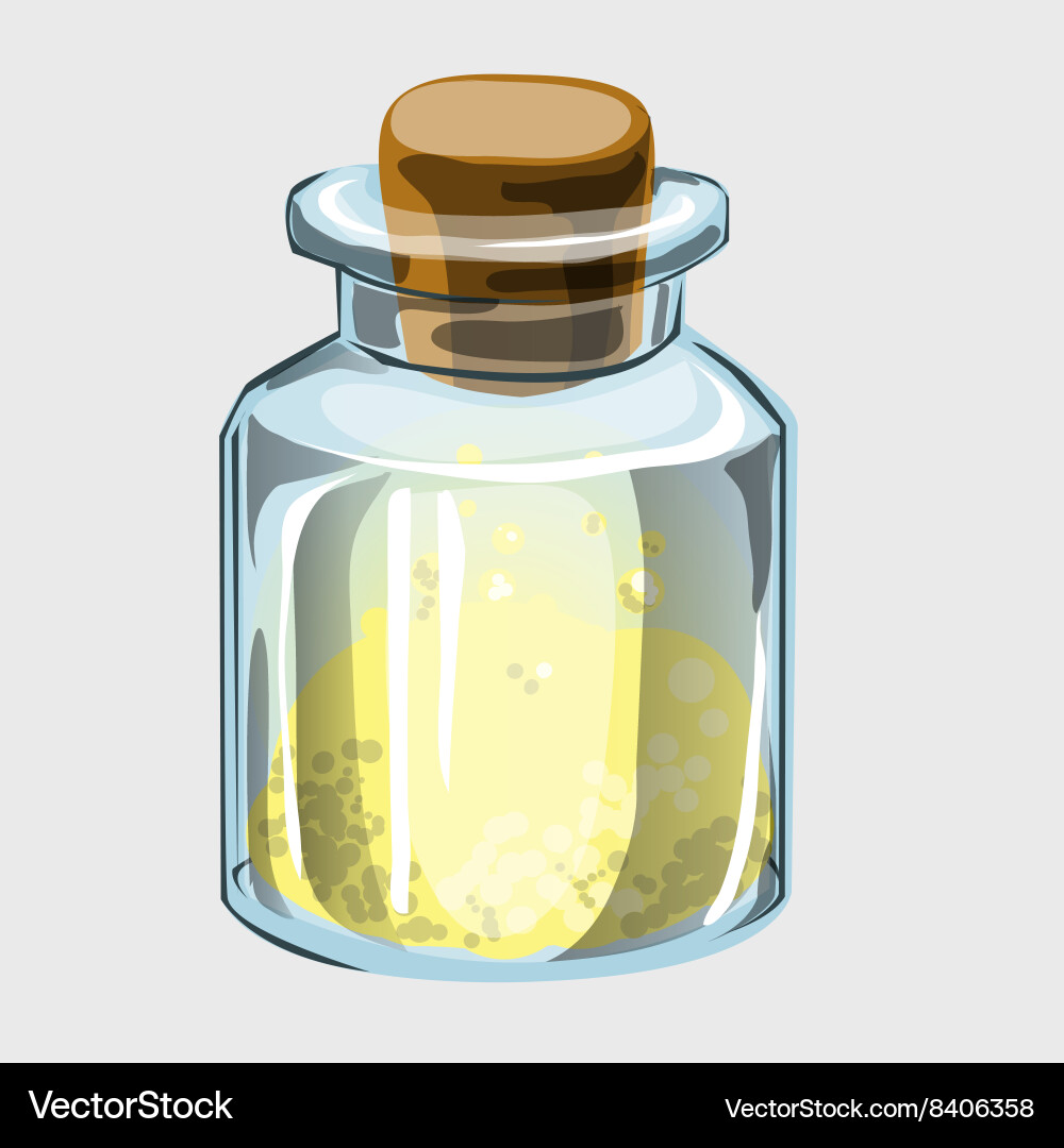 Closed bottle with yellow powder Royalty Free Vector Image