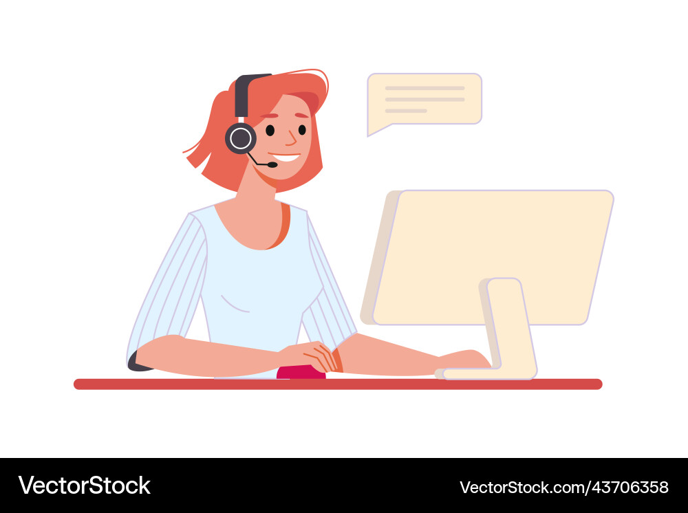 Delivery service woman in headset check order Vector Image