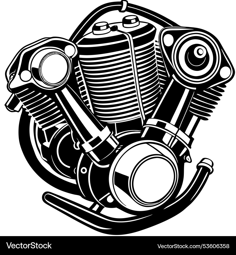 Drawing of a motorcycle engine Royalty Free Vector Image