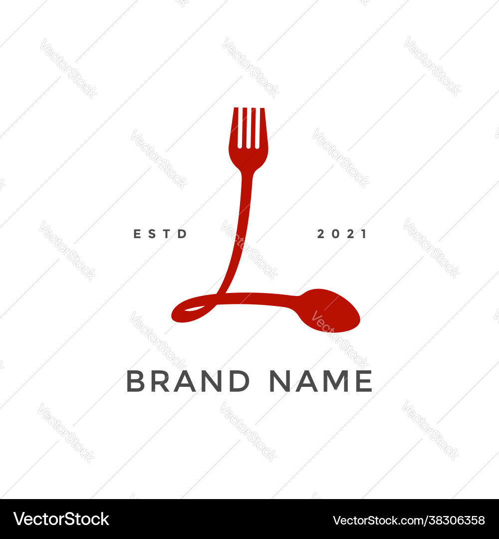 Initial l fork and spoon Royalty Free Vector Image