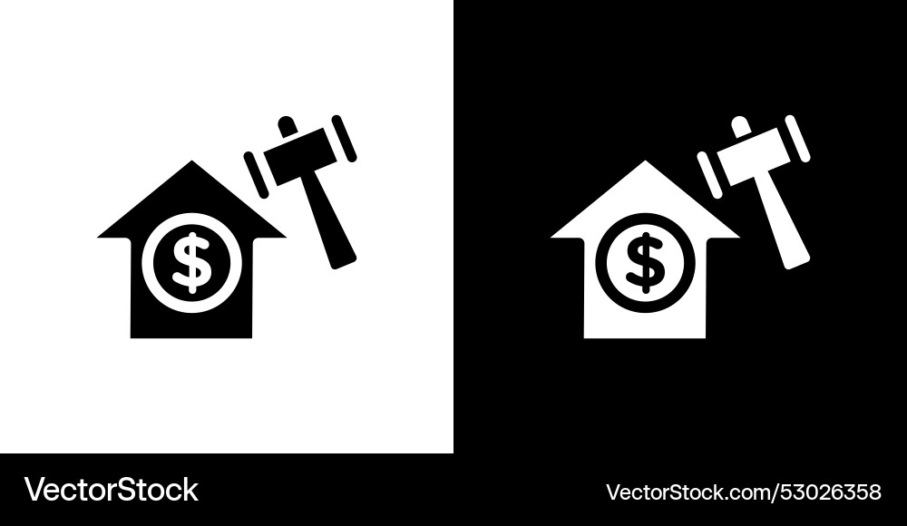 Real estate auction icon logo set Royalty Free Vector Image