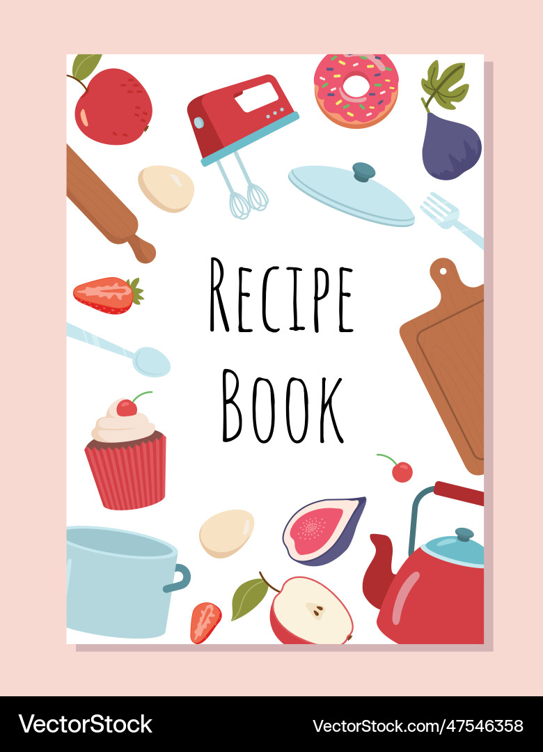 Recipe book cover design concept Royalty Free Vector Image
