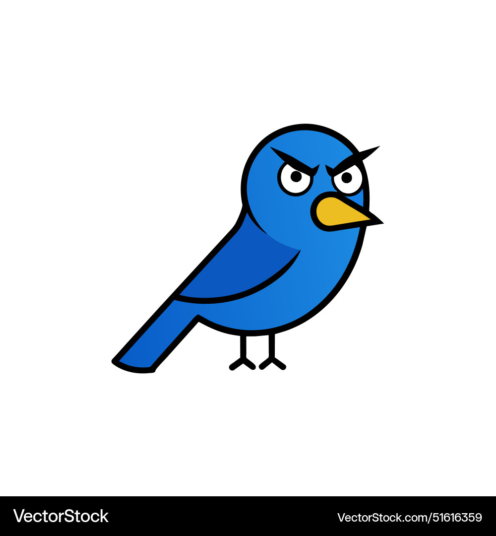 Blue tanager bird angry icon Royalty Free Vector Image