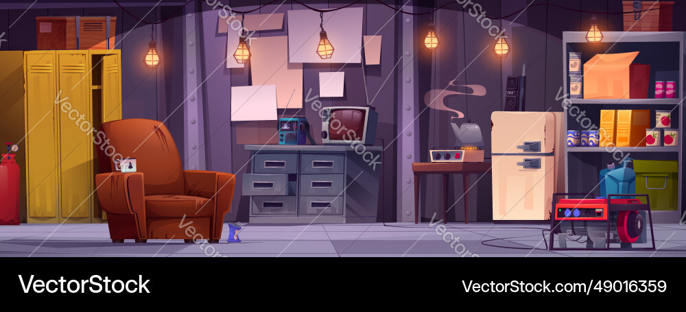 Bunker for survival during bombing or nuclear war Vector Image