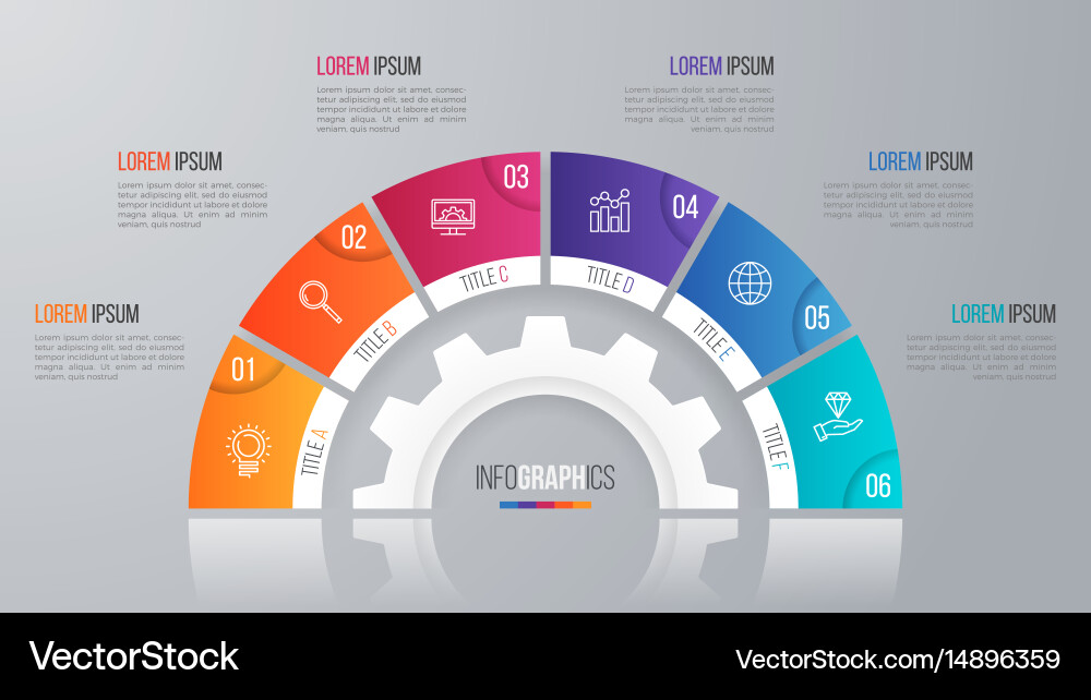 Circle chart template for infographics 6 Vector Image