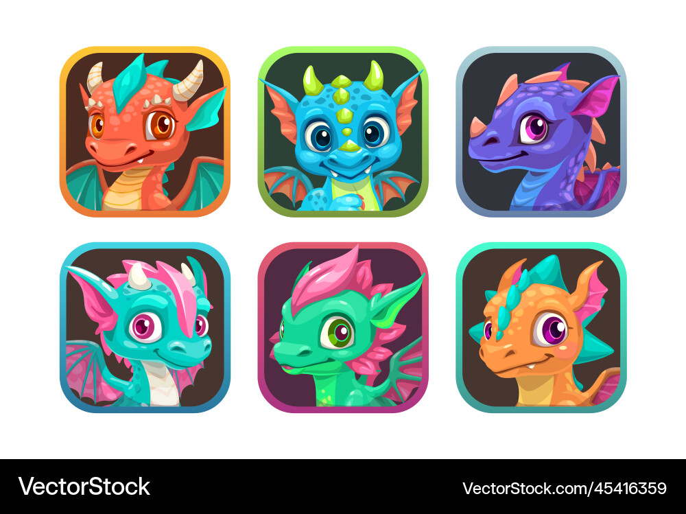 Cute Cartoon Dragon App Icon Royalty Free Vector Image