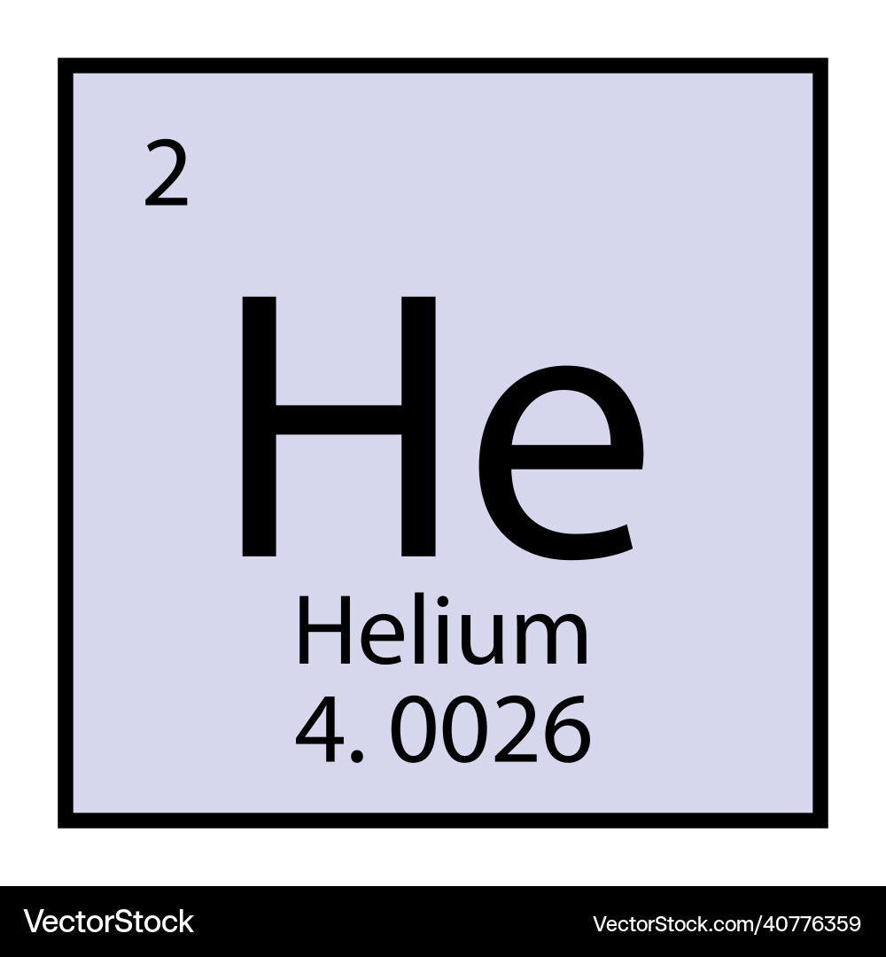 Helium chemical symbol periodic table element Vector Image