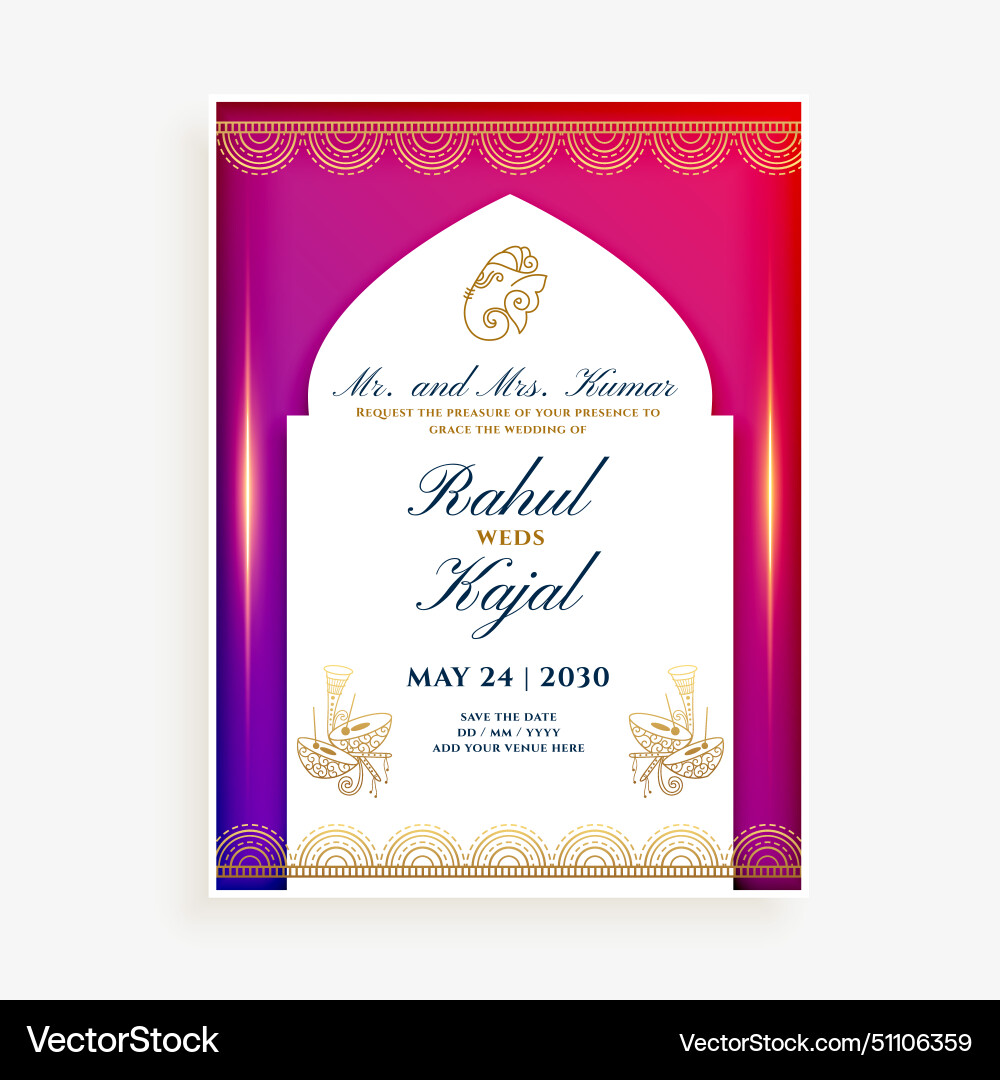 Indian wedding ceremony traditional flyer Vector Image