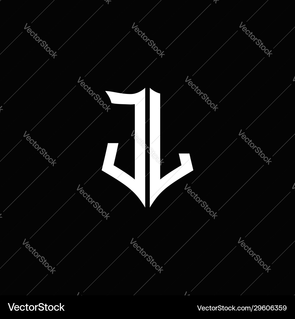 Jl monogram letter logo ribbon with shield style Vector Image