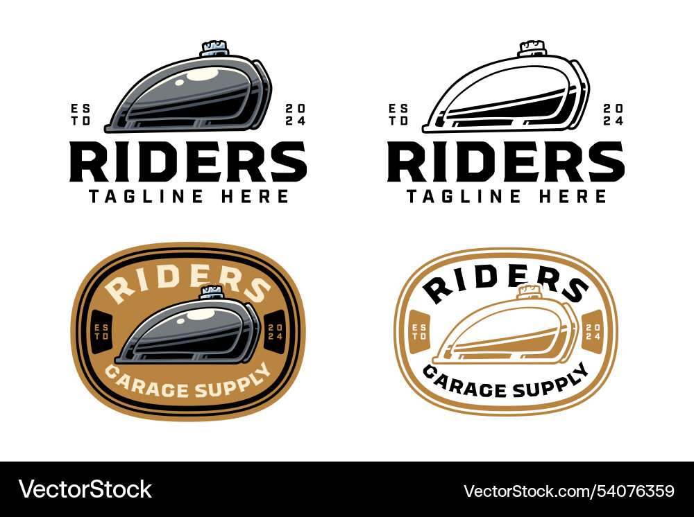 Motorcycle tank colorful logo design set Vector Image