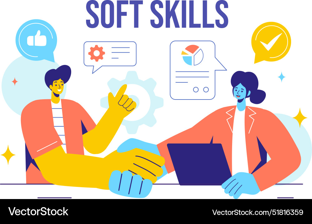 Office workers demonstrating soft skills Vector Image