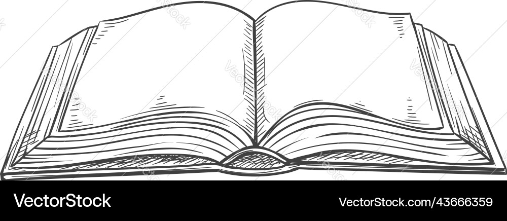 Open book template isolated monochrome textbook Vector Image