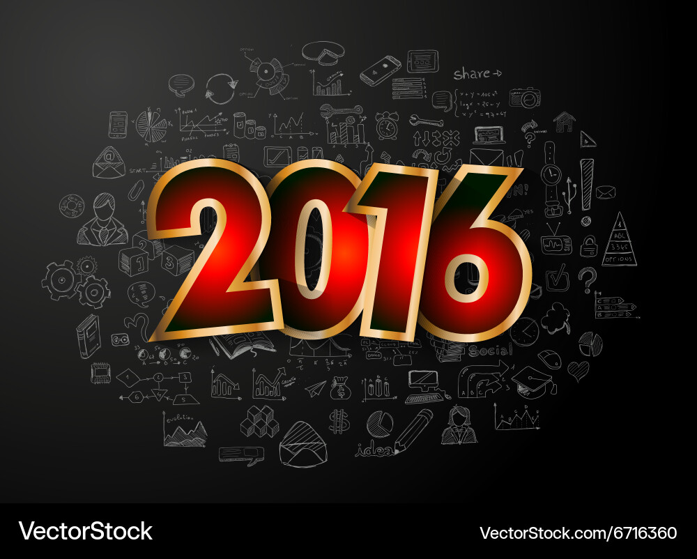 2016 business conceptual creative drawing Vector Image
