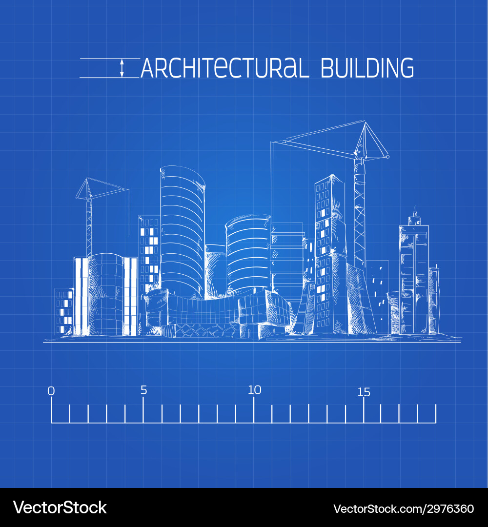 Architectural building blueprint Royalty Free Vector Image