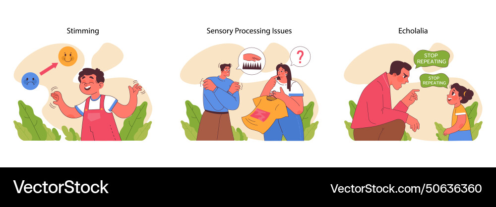 Autism spectrum coping strategies set flat Vector Image