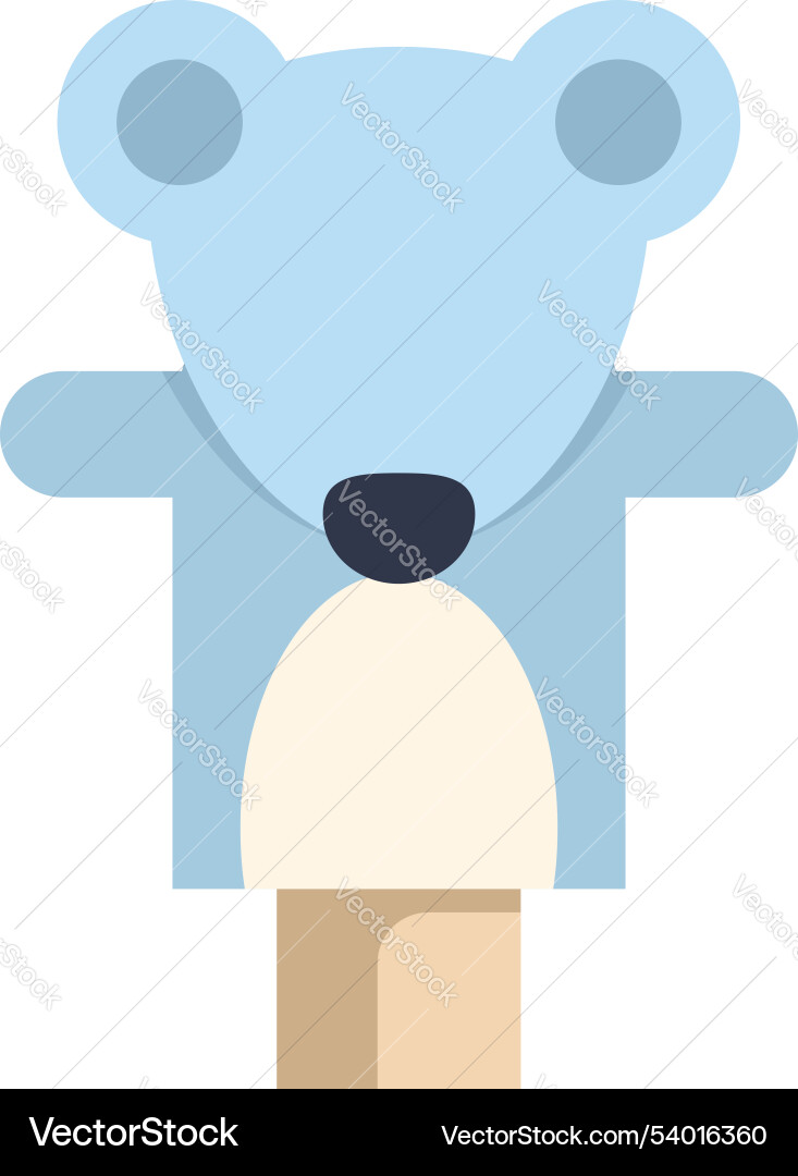 Blue mouse puppet standing on wooden stage Vector Image