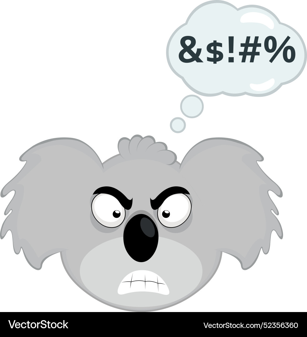 Face koala cartoon thought cloud insults Vector Image