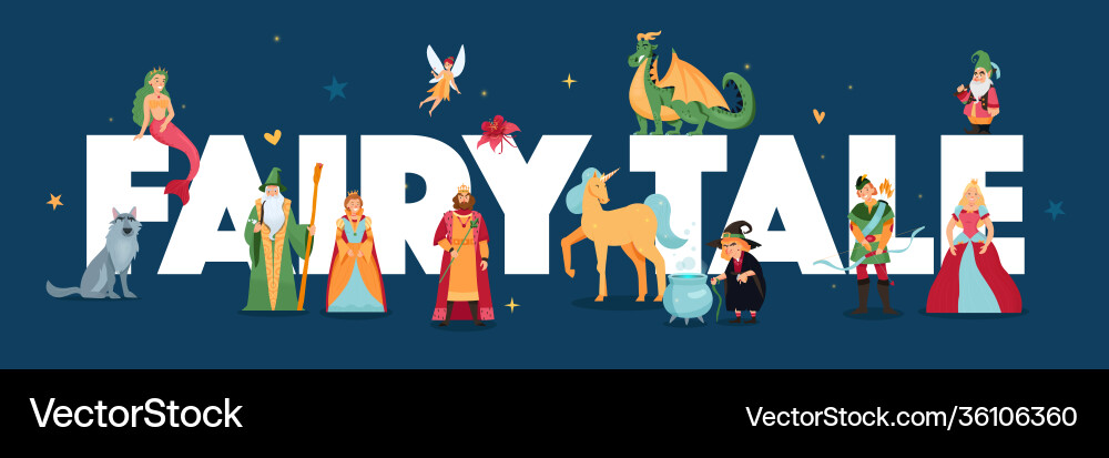 Fairy tale big white letters Royalty Free Vector Image