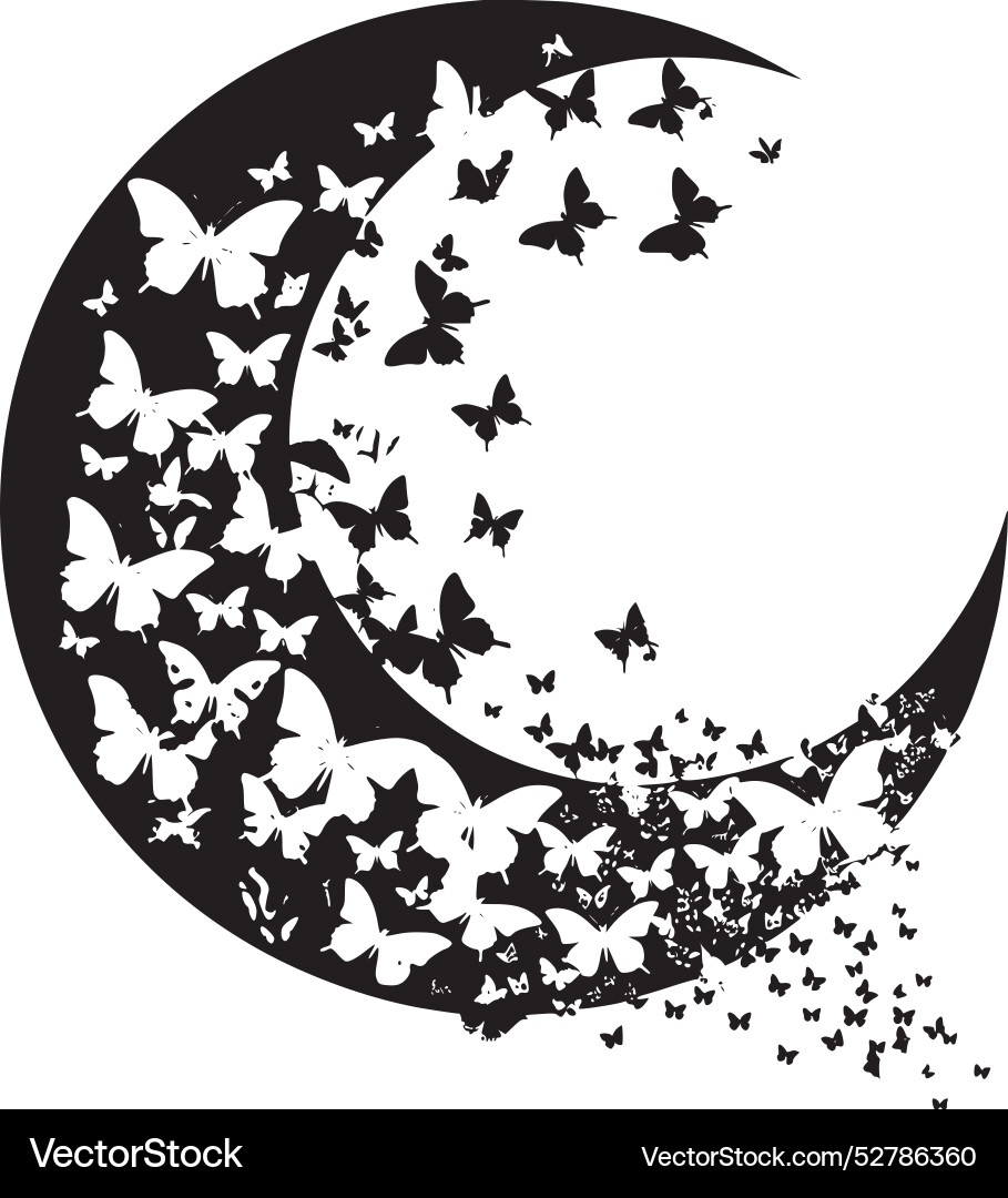 Floral silhouette moon Royalty Free Vector Image