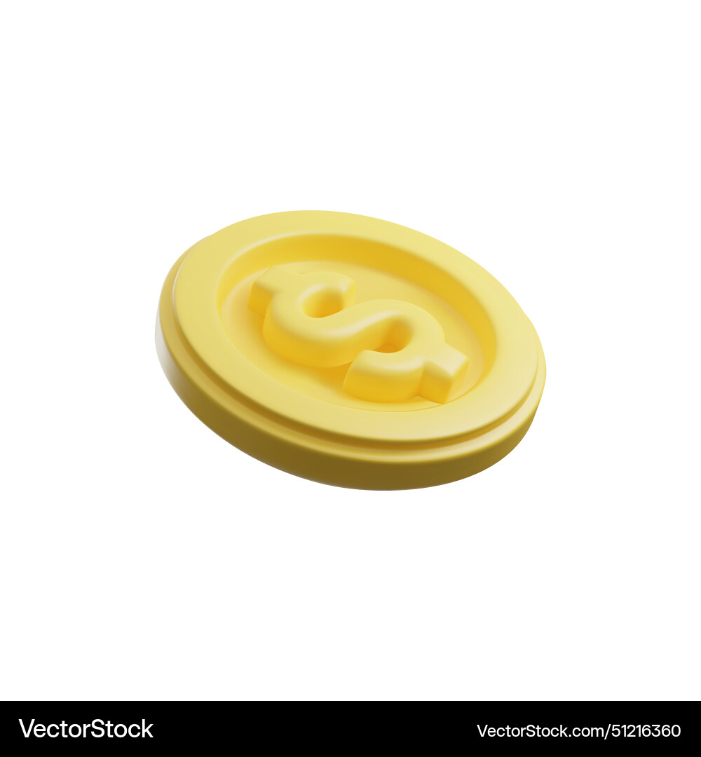 Golden dollar coin 3d icon Royalty Free Vector Image