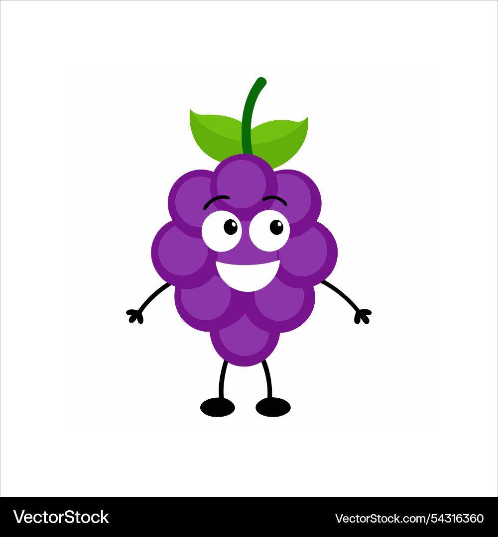 Goofy grape cartoon form on white Royalty Free Vector Image