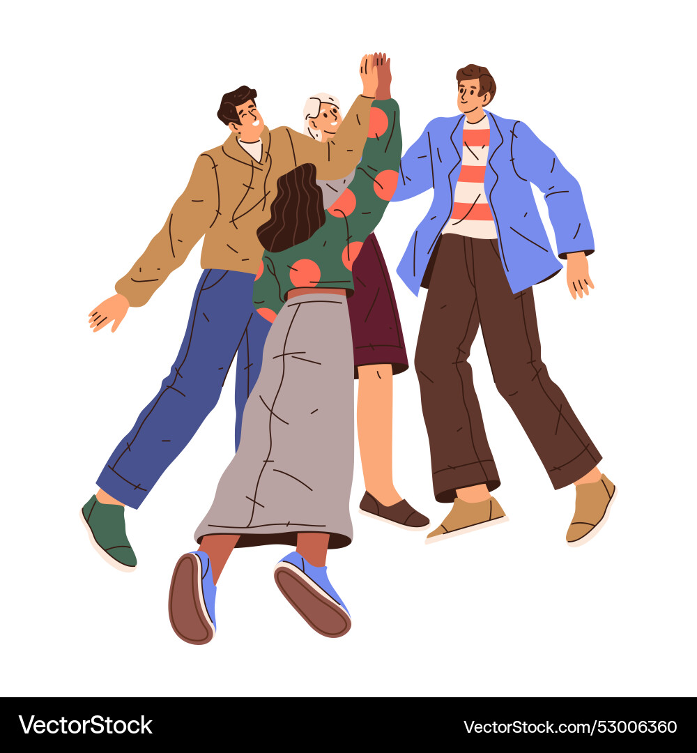 Group of people giving high five greeting Vector Image