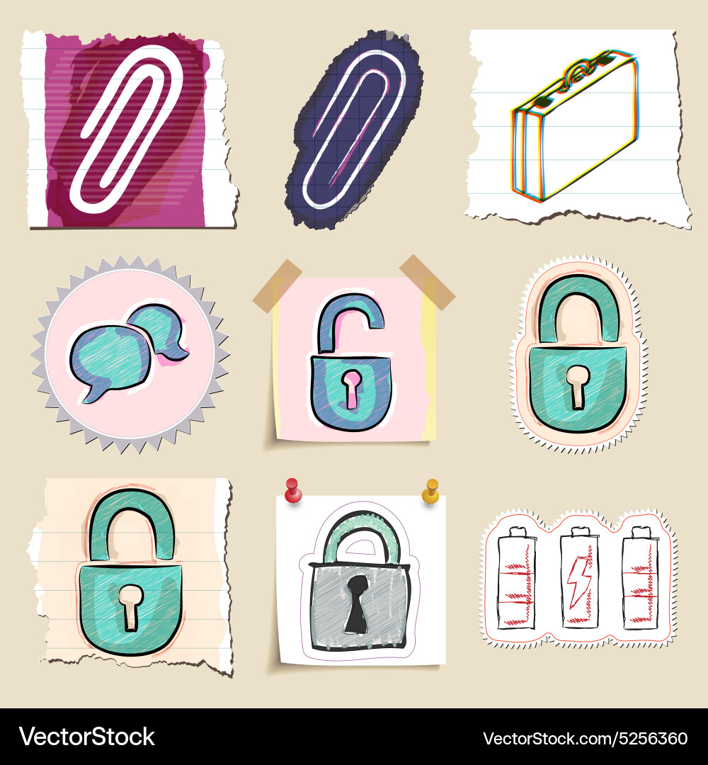 Hand drawn web emblems set isolated Royalty Free Vector