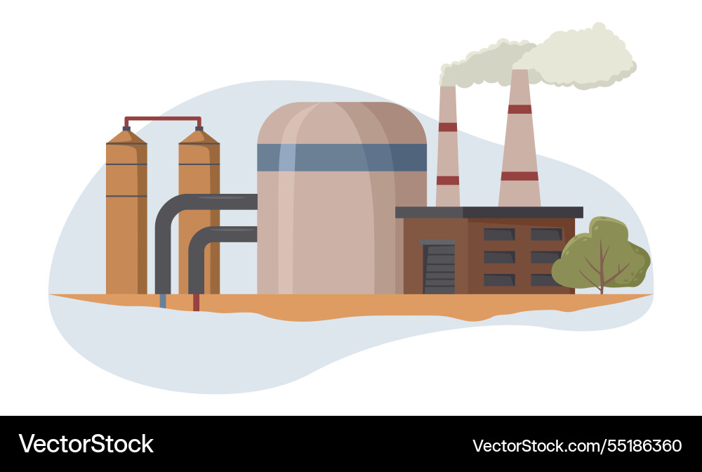 Industrielle Fabrik mit Kaminen und Tanks Vektorbild