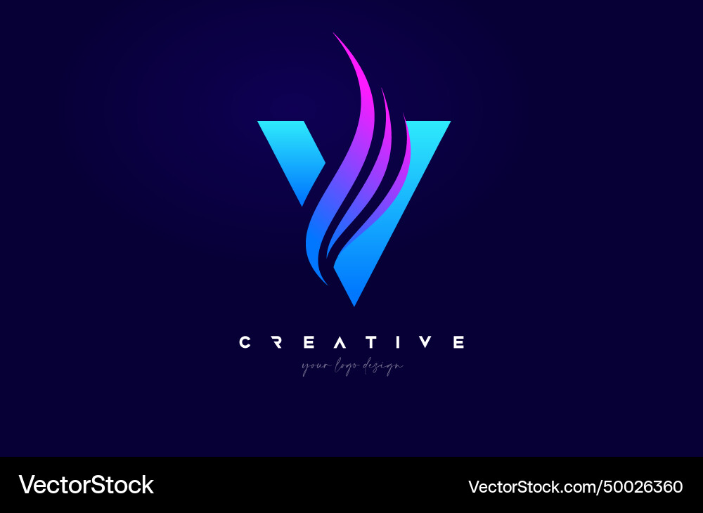 Letter v swoosh alphabet logo design Royalty Free Vector