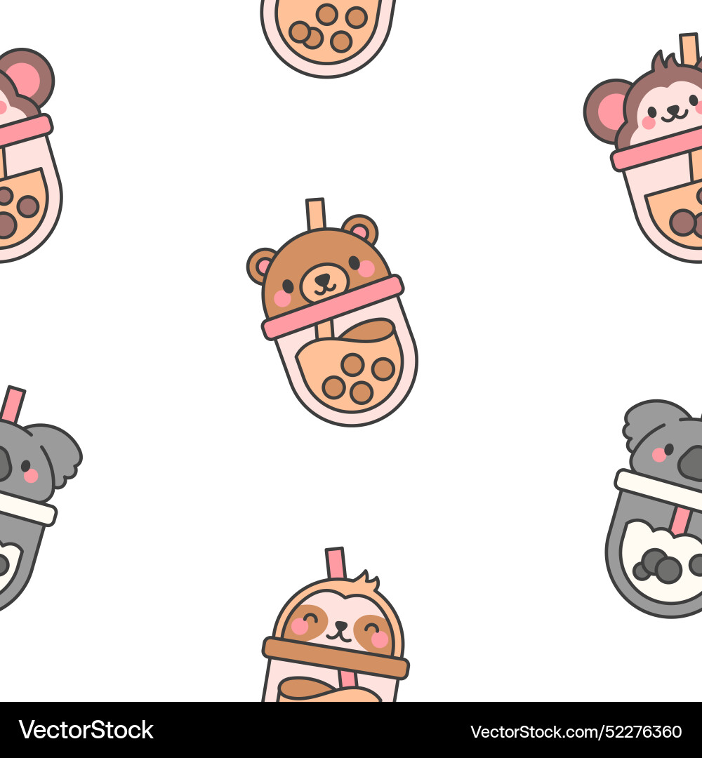 Matcha bubble tea seamless pattern Royalty Free Vector Image