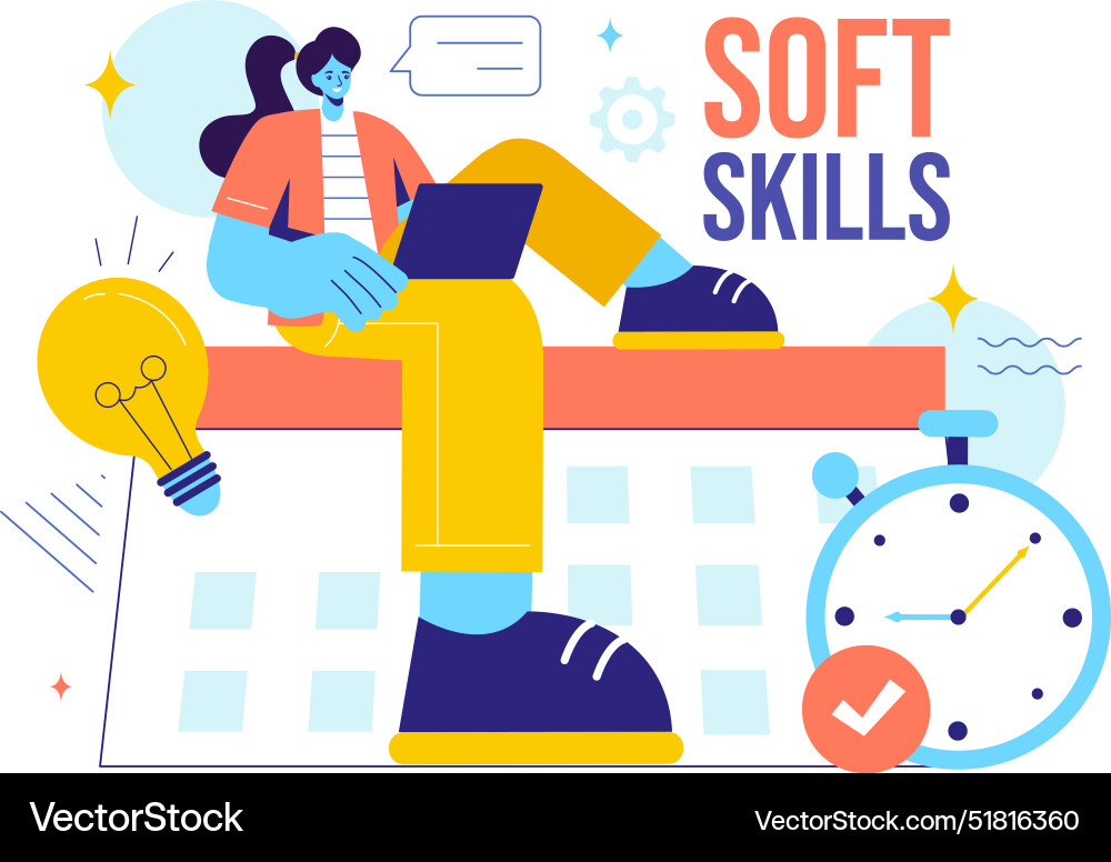Office workers demonstrating soft skills Vector Image