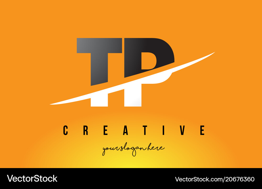 Tp t p letter modern logo design with yellow Vector Image