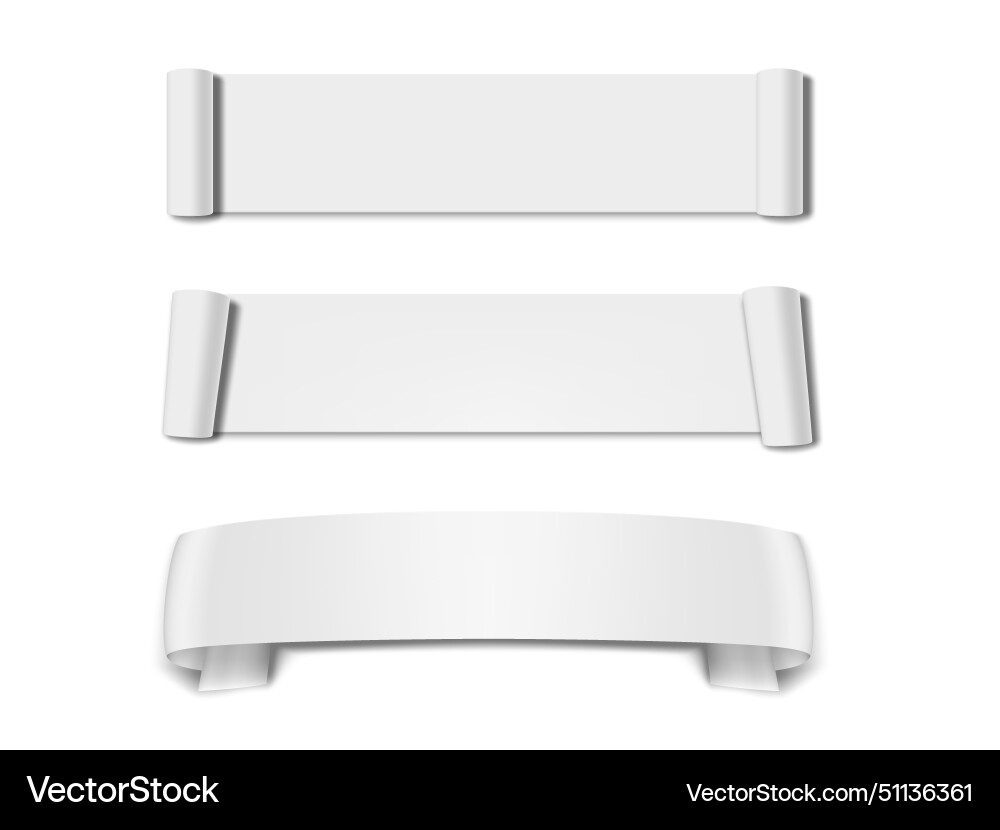 3d rolled white paper banner with shadow Vector Image