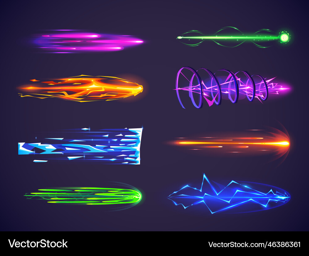 Beam Laser-Effekt für Waffe oder Waffe im Spiel Vektorbild