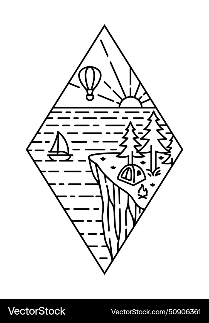 Beautiful nature line art Royalty Free Vector Image