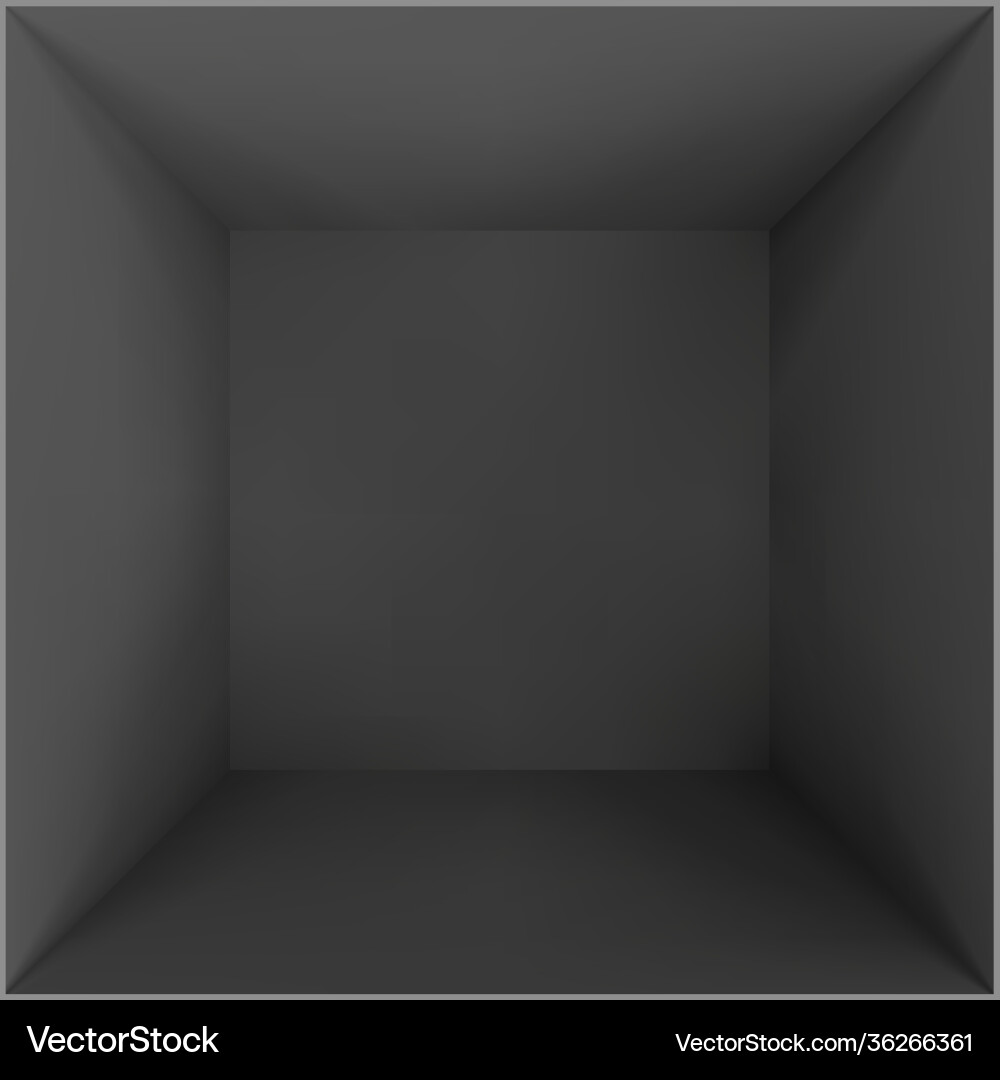 Black empty room or studio box top view Royalty Free Vector