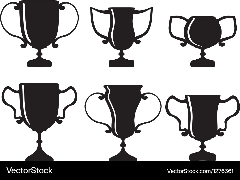 Black trophy and awards icons set Royalty Free Vector Image