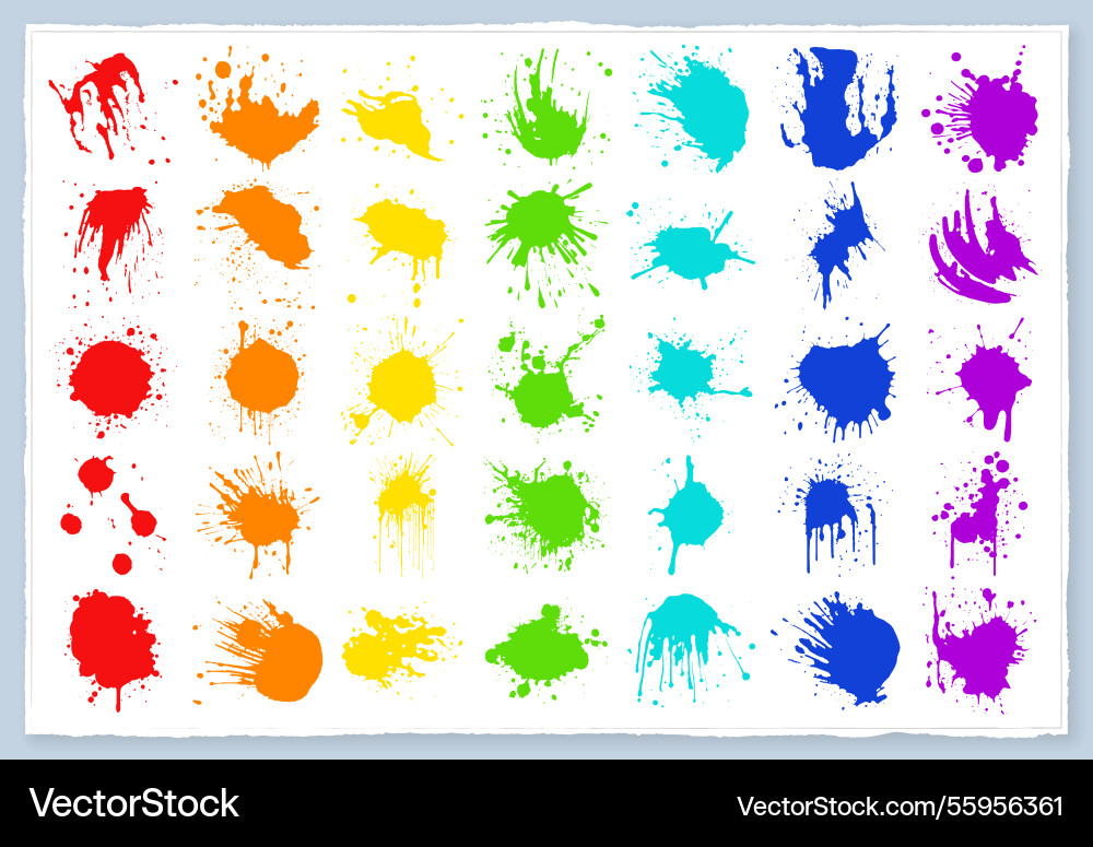 Colorful ink drops and paint splashes hand drawn Vector Image