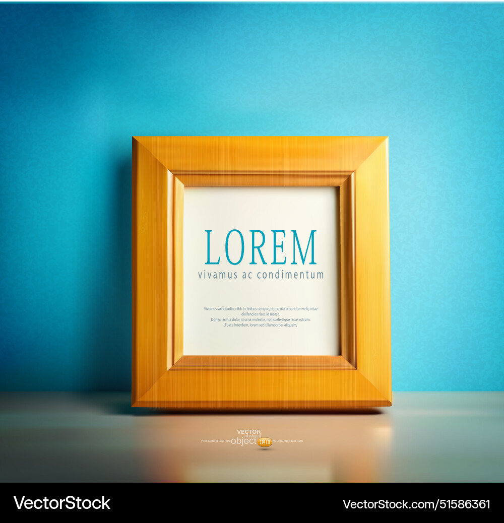 Empty wooden yellow frame near Royalty Free Vector Image
