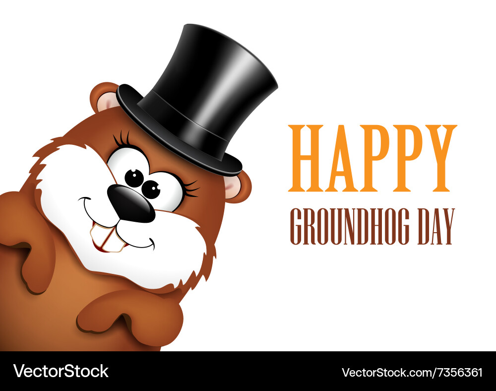 Funny marmot in hat on a white background Vector Image