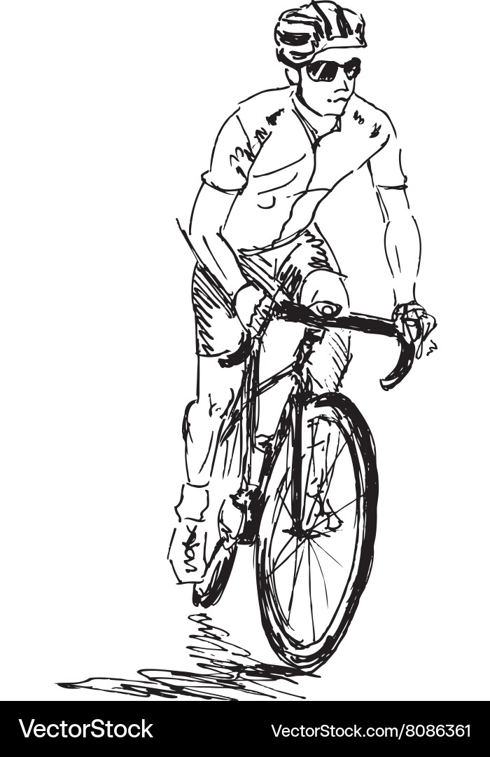 Hand sketch cyclist Royalty Free Vector Image - VectorStock