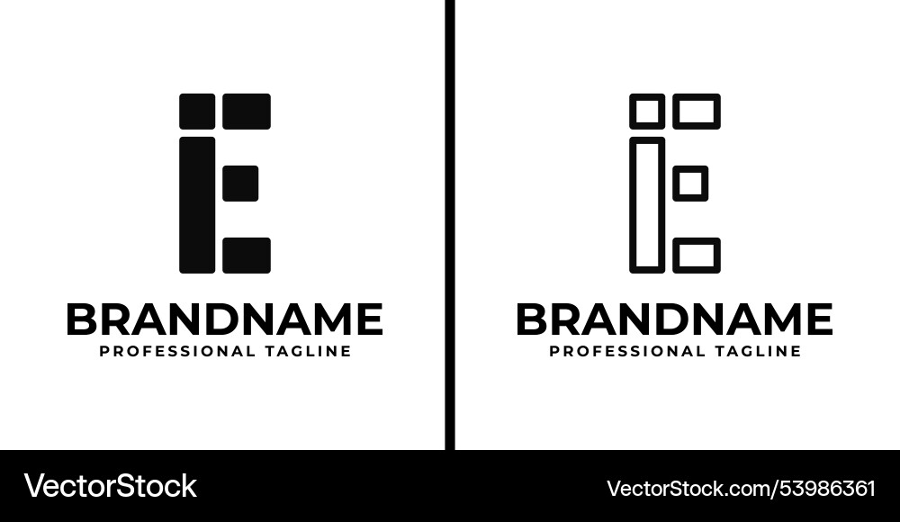 Letters ie or ei monogram logo set for business Vector Image