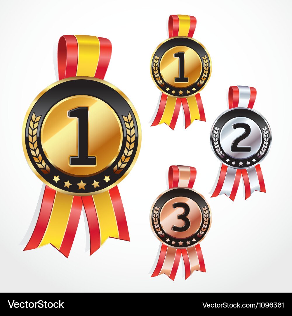 Medal Numbers with Ribbon Royalty Free Vector Image