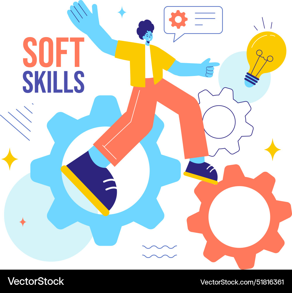 Office workers demonstrating soft skills Vector Image