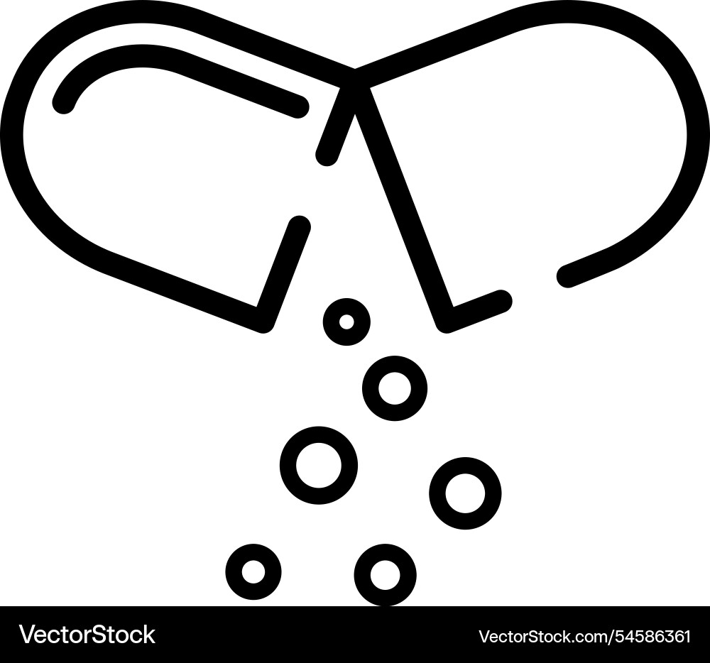 Open capsule with medicines - icon Royalty Free Vector Image