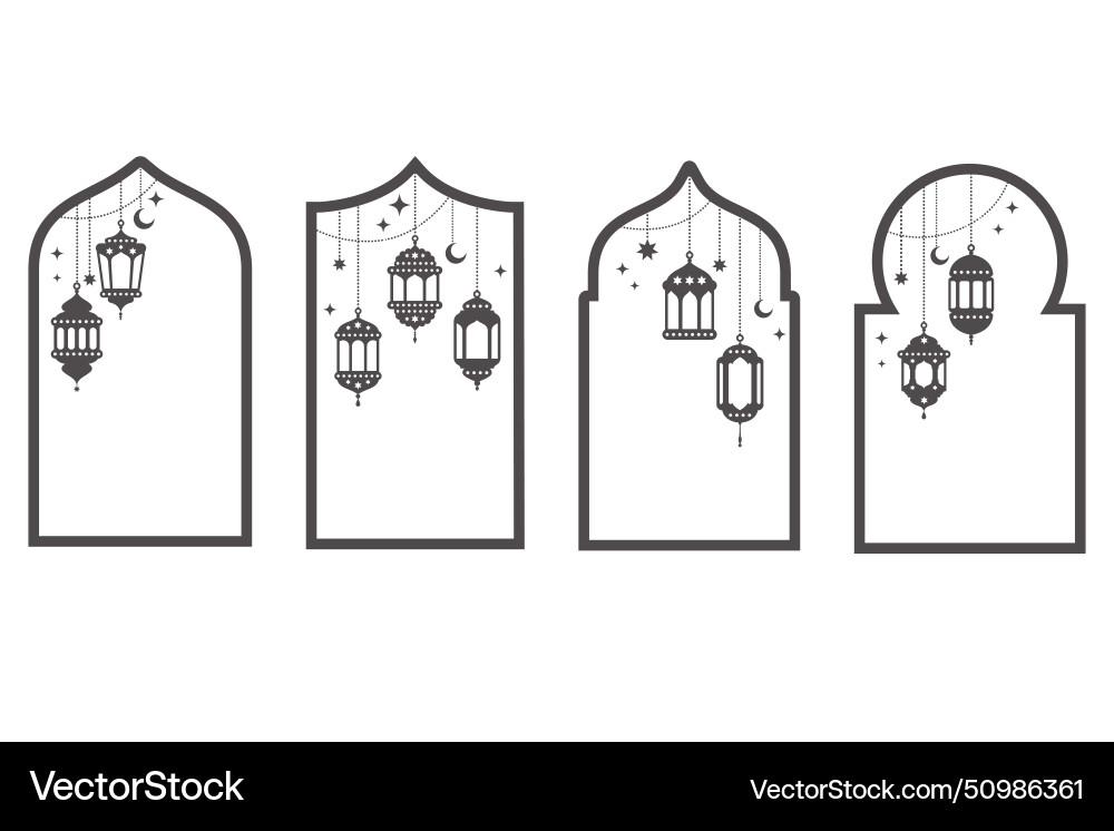 Ramadan frame with lanterns muslim Royalty Free Vector Image