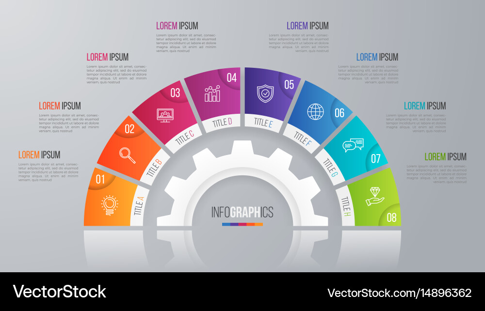 Circle chart template for infographics 8 Vector Image