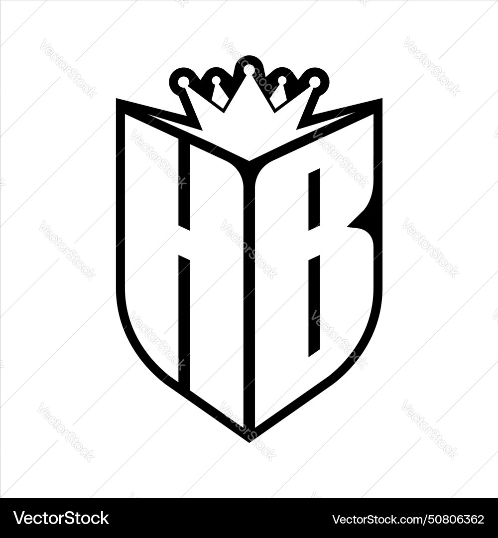 Hb letter bold monogram with shield shape Vector Image