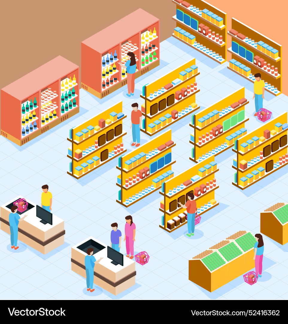 Isometric supermarket Royalty Free Vector Image