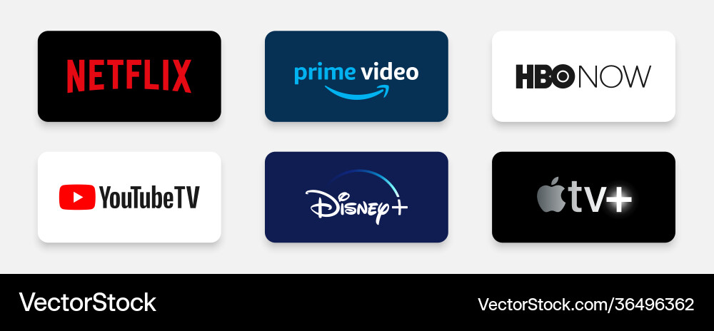 OTT Streaming Services Logos Royalty Free Vector Image